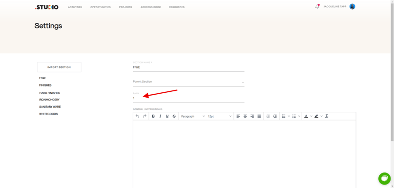 Customize section order